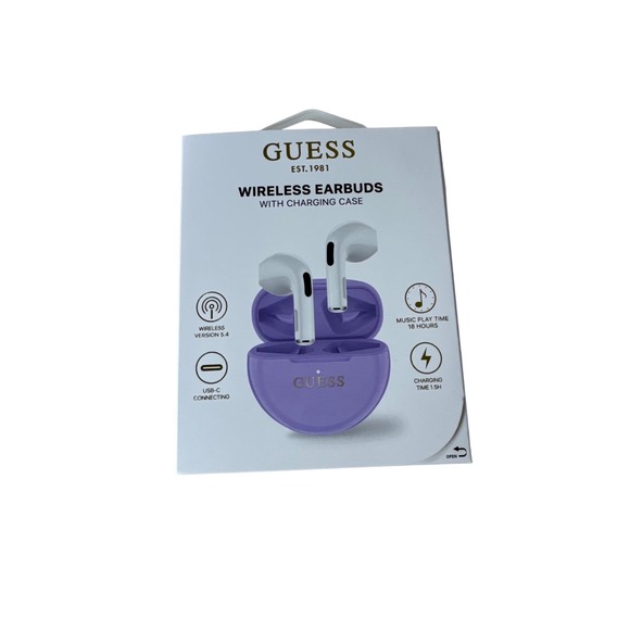 Guess | Headphones | Guess Wireless Earbuds With Charging Case Purple ...